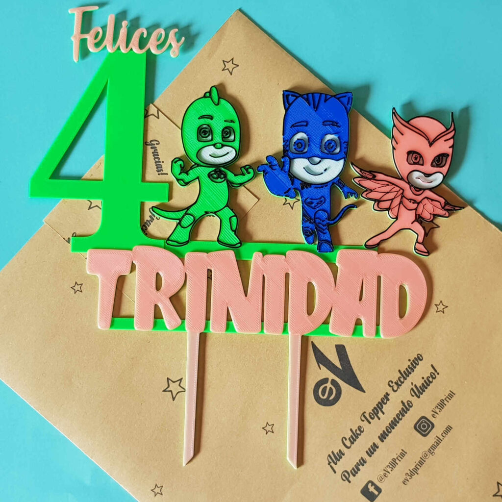 Cake Topper PJ Masks para cumpleaños - Personaliza Ahora