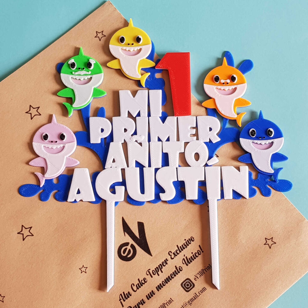 Cake Topper Baby Shark para cumpleaños - Personaliza Ahora