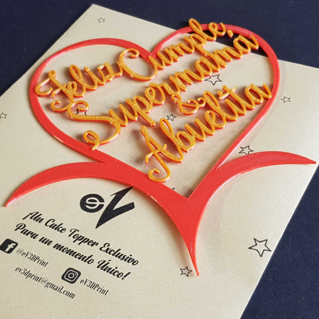 Cake Topper Corazón con frase personalizada - Personaliza Ahora